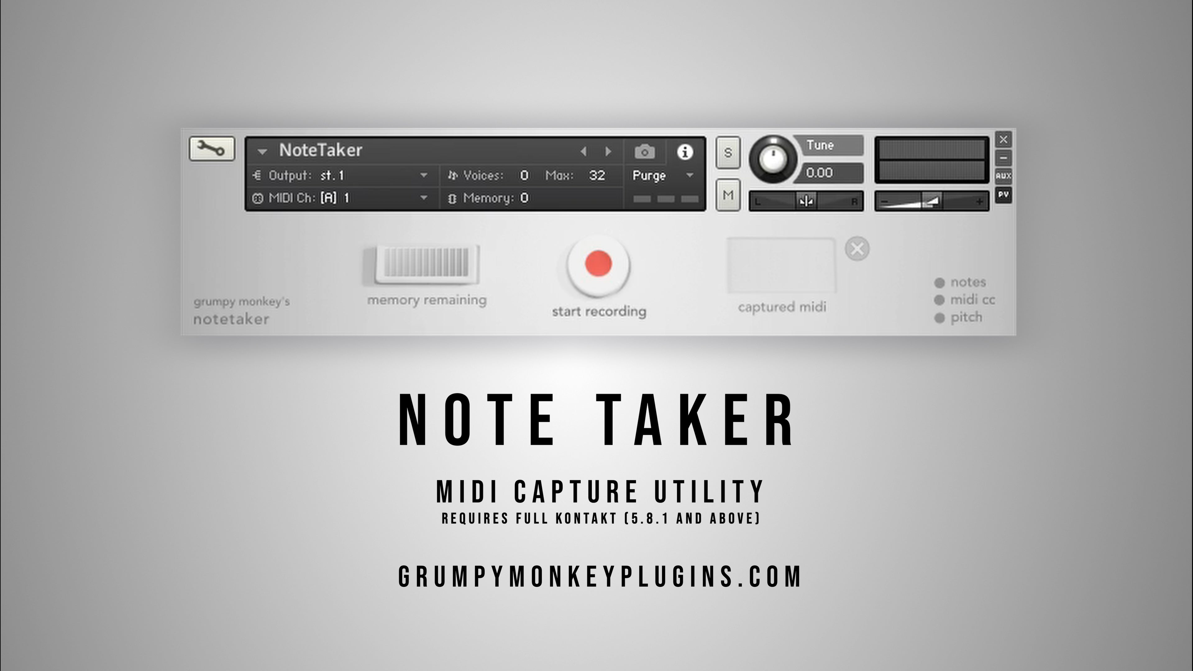 NoteTaker Midi Capture Utility for Full Kontakt (5.8.1 or higher) – grumpymonkeyplugins
